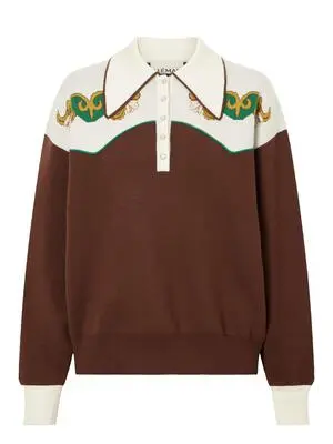 ALEMAIS Lasso Intarsia-knit Merino Wool-blend Polo Sweater - Brown