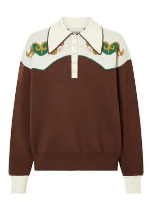 ALEMAIS Lasso Intarsia-knit Merino Wool-blend Polo Sweater - Brown