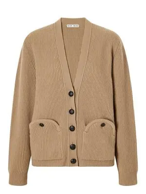 BLAZÉ MILANO Highland Uda Ribbed Wool And Cashmere-blend Cardigan - Camel