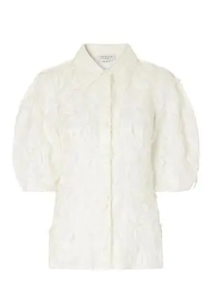 Gabriela Hearst Sansi Fil Coupè Silk And Wool-blend Blouse - Neutrals