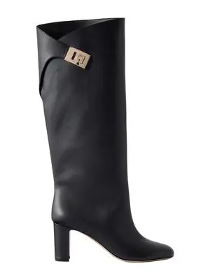 FERRAGAMO Elli 70 Embellished Knee Boots - Black