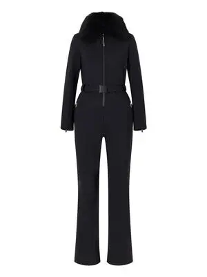 YVES SALOMON Shearling-trimmed Belted Ski Suit - Black