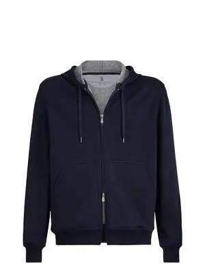 Brunello Cucinelli French Terry Zip-up Hoodie - Blue