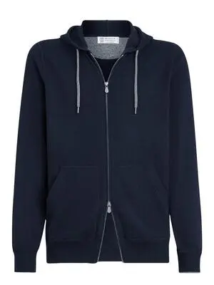 Brunello Cucinelli Brunello Cucinelli Cashmere Hooded Cardigan Blue