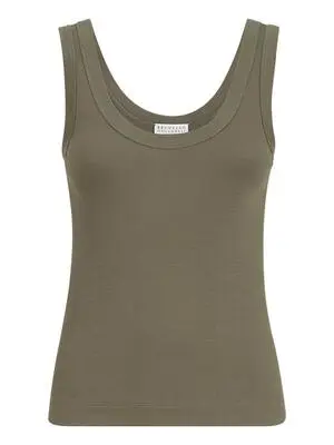 Brunello Cucinelli Stretch-cotton Tank Top - Green