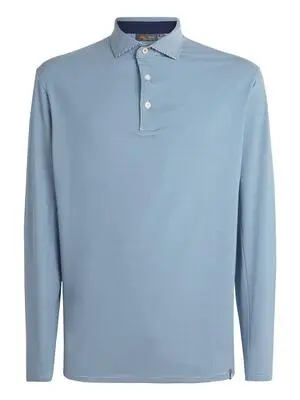 Kjus Stripe Soren Long-sleeve Polo Shirt - Blue