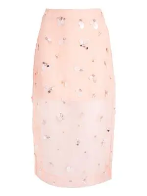 Simkhai Embellished Organza Delilah Midi Skirt - Pink