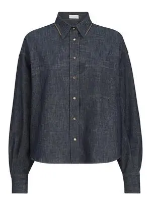 BRUNELLO CUCINELLI Monili-trim Denim Shirt