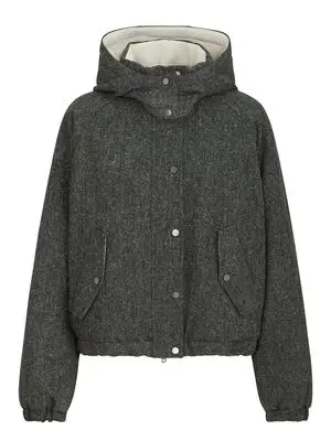 Brunello Cucinelli Down Virgin Wool-blend Hooded Jacket - Black