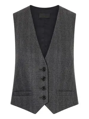 NILI LOTAN Ismael Checked Wool And Cashmere-blend Vest
