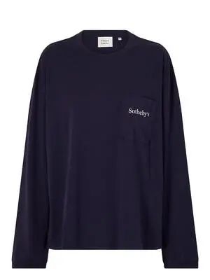 FRAME Logo-embroidered Cotton-jersey Sweatshirt - Blue