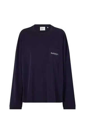 FRAME Sotheby's Logo-embroidered Cotton-jersey Sweatshirt - Navy
