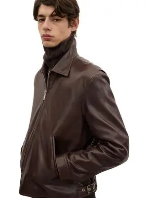 TOTEME Zip Leather Jacket - Brown