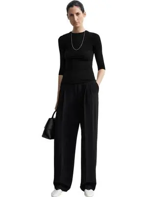TOTEME Compact Jersey Top 3/4 Sleeve - Black