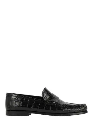 TOTEME Moccasin Croco-embossed Loafers - Black