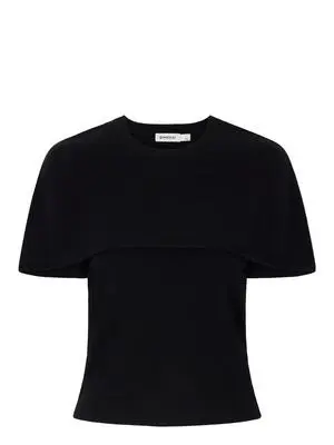 Simkhai Yuki Cape-effect Cashmere Top - Black