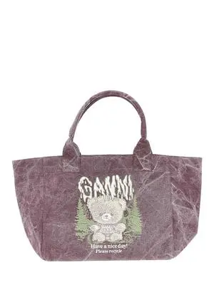 GANNI Forest Teddy' Large Tote Bag - Purple