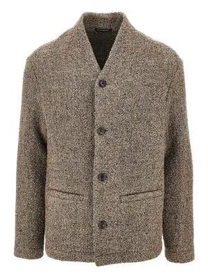 Emporio Armani Bouclé Wool-blend Jacket - Beige