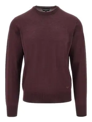 Emporio Armani EMPORIO ARMANI Virgin Wool Sweater With Eagle Embroidery Red