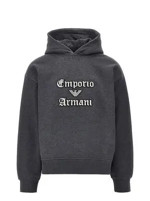 Emporio Armani Oft Touch Logo Embroidery Hoodie - Grey