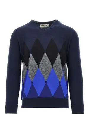 BALLANTYNE Lozenge Cashmere Sweater - Blue