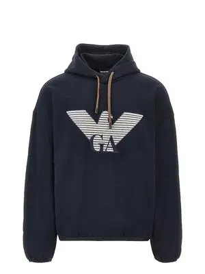 Emporio Armani Cotton And Silk Hoodie An - Blue