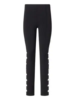 Proenza Schouler Button-embellished Stretch-jersey Skinny-leg Pants - Black