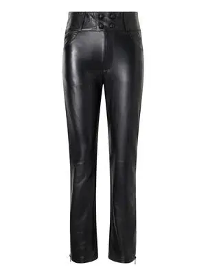 BLAZÉ MILANO Darryl Leather High-rise Straight-leg Pants - Black