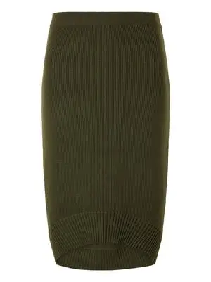 Victoria Beckham Ribbed Wool-blend Midi Skirt - Green