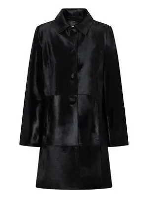 Nour Hammour Stella Paneled Calf Hair Coat - Black