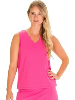 DUFFIELD LANE Pique Serena Scallop Tank - Raspberry