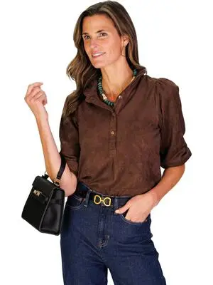DUFFIELD LANE Suede Mekenzie Top - Chicory
