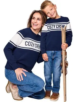 DUFFIELD LANE Northern Classics Cozy Crew Neck Sweater - Navy