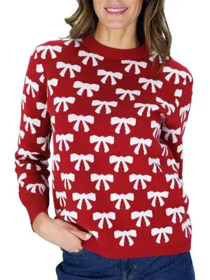 DUFFIELD LANE Bow Crew Neck Sweater - Red