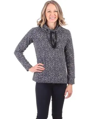 DUFFIELD LANE Finley Funnel Neck - Grey Leopard