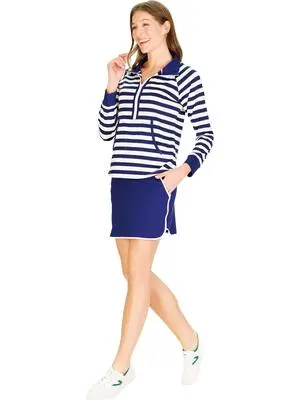 DUFFIELD LANE Active Polly Quarter Zip - Royal Navy Stripe