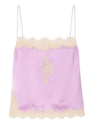 DÔEN DÔEN Avelaine Lace-Trimmed Silk-Satin Camisole Pink