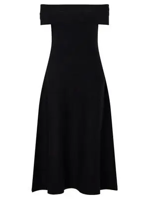 Simkhai Camilla Wool Off-the-shoulder Midi Dress - Black