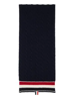 Thom Browne Cable Knit Wool Scarf - Navy