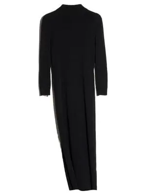 Gucci Fine Rib Knit Wool Dress With Horsebit - Black