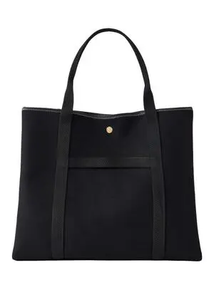 Rue De Verneuil Leather-trimmed Canvas Tote - Black