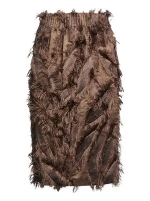 BRUNELLO CUCINELLI Brunello Cucinelli Satin Fringe Midi Skirt