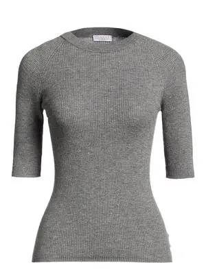 Brunello Cucinelli Metallic-finish Ribbed-knit Pullover - Grey