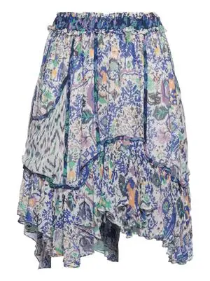 ISABEL MARANT ÉTOILE Multi-color Chiffon Asymmetrical Skirt