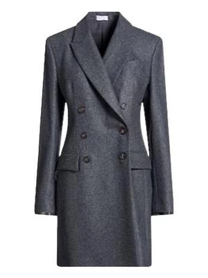 Brunello Cucinelli Long Wool Singlebreasted Coat - Black