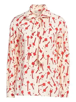 Tory Burch Long-sleeve Shirt With Multicolored Bowknots - Ivory