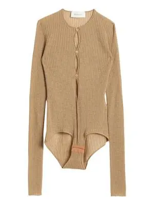 Sportmax Lightweight Knit Bodysuit Camel