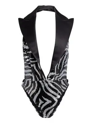 Dolce & Gabbana Two-tone Satin Sleeveless Top - Black
