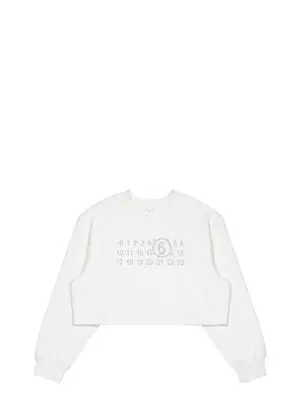 MAISON MARGIELA Numbers-embellished Cropped Sweatshirt - White