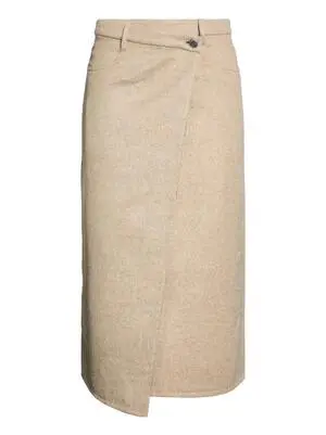 Brunello Cucinelli Solidcolor Flannel Midi Skirt - Sand-colored